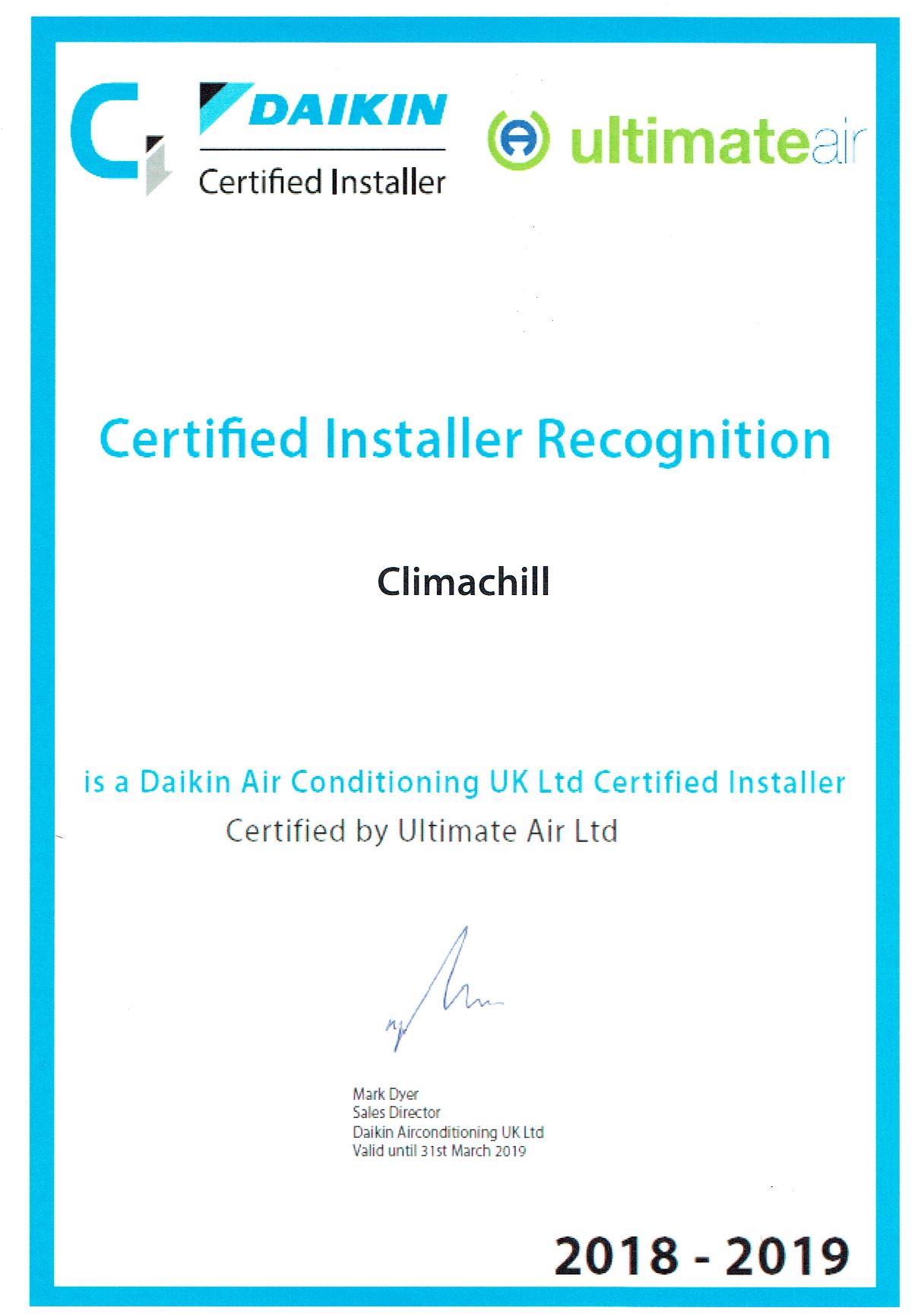 Climachill Accreditations